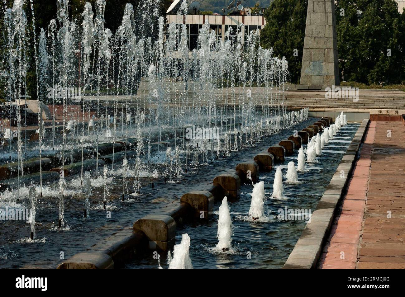 Beauty landscape of many fountain with different programme in public ...