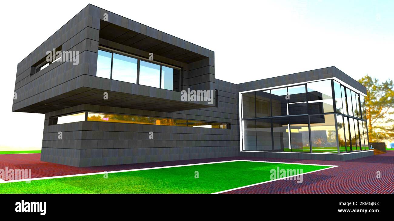 Contemporary design of the walls finishing. Metal cover looks like a ...