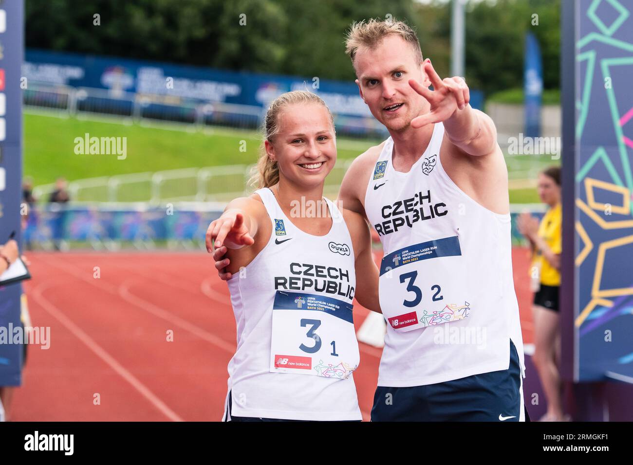 From right Marek Grycz and Lucie Hlavackova of Czech Republic celebrate ...