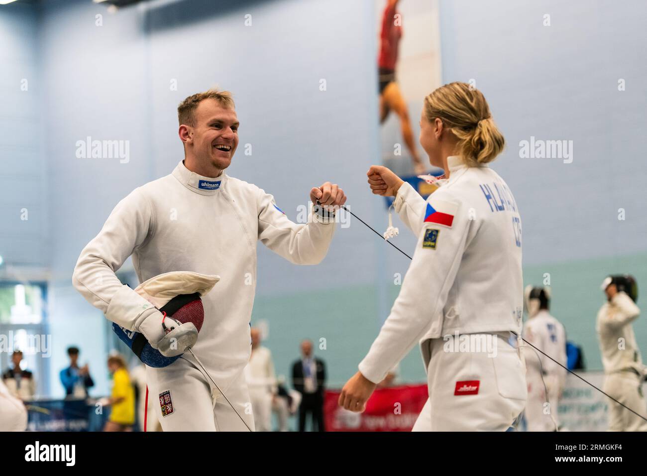 From left Marek Grycz and Lucie Hlavackova of Czech Republic celebrate ...