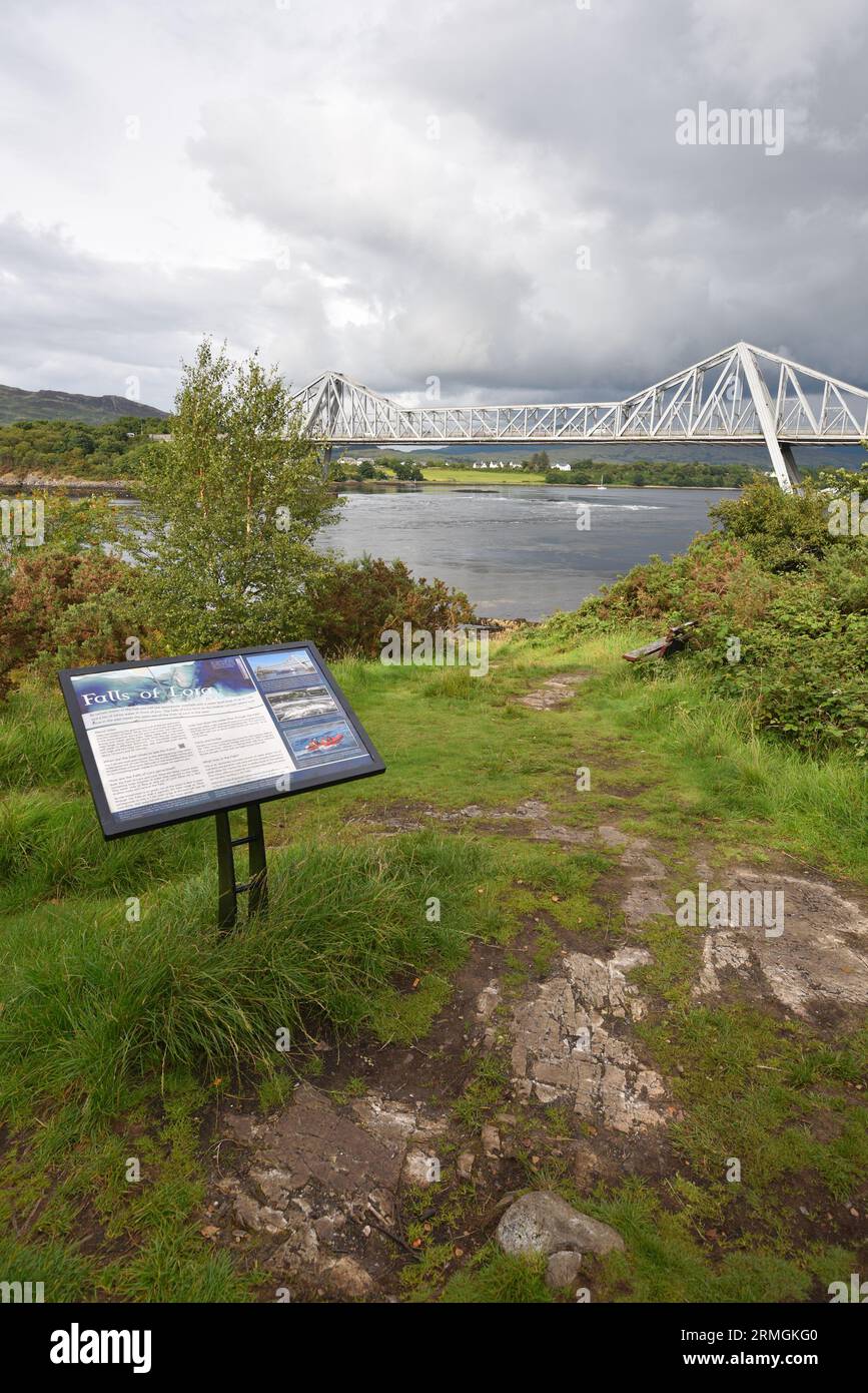 The Falls of Lora, underneath the Connell bridge that spans the outflow ...