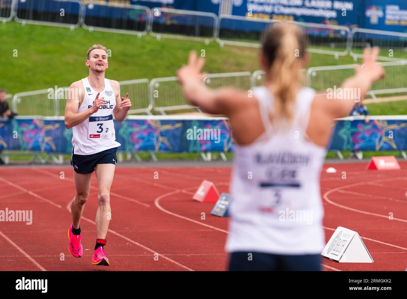 From left Marek Grycz and Lucie Hlavackova of Czech Republic celebrate ...
