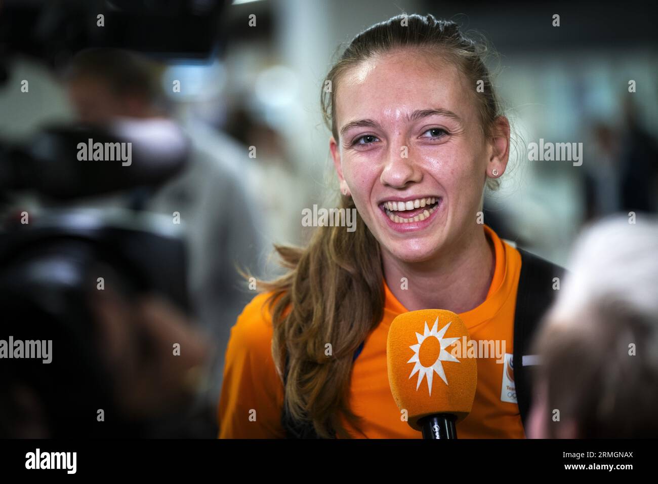 SCHIPHOL - Athlete Femke Bol is welcomed at Schiphol Airport. The Dutch ...