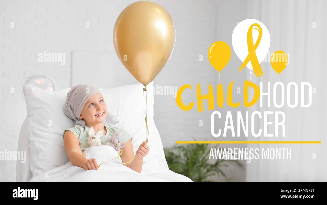 Little girl with golden balloon undergoing course of chemotherapy in ...
