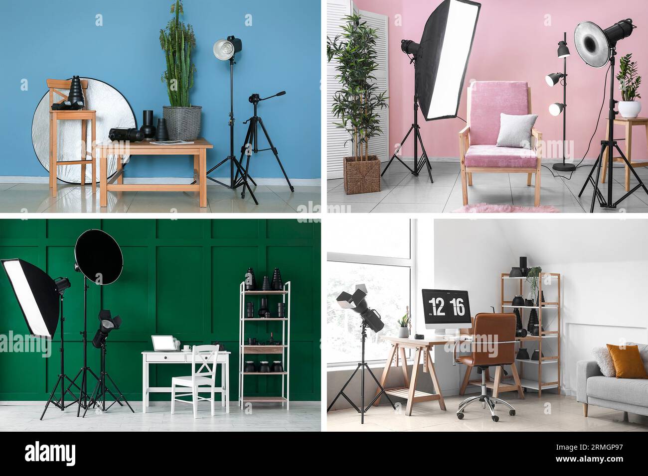 Collage of modern interiors of photographer's offices Stock Photo - Alamy
