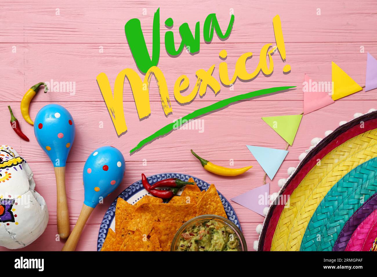 Greeting card for Independence day of Mexico with Mexican symbols Stock ...