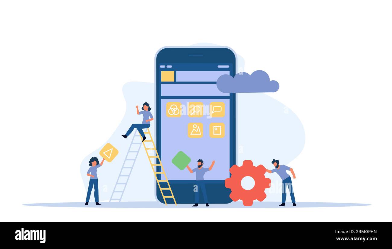 Mobile app development vector concept illustration design. Application ...