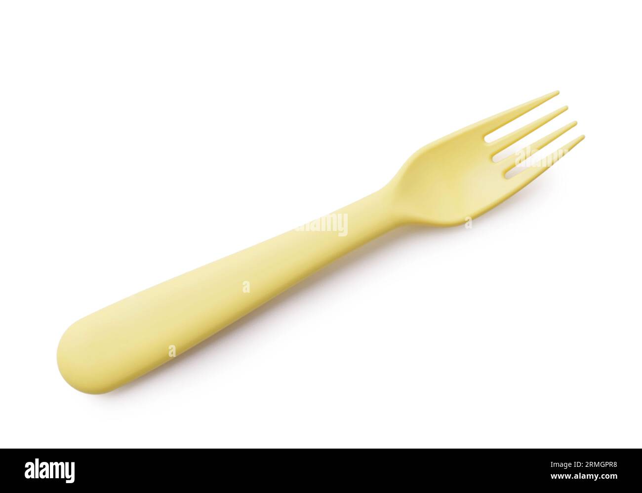 Plastic fork for baby on white background Stock Photo - Alamy
