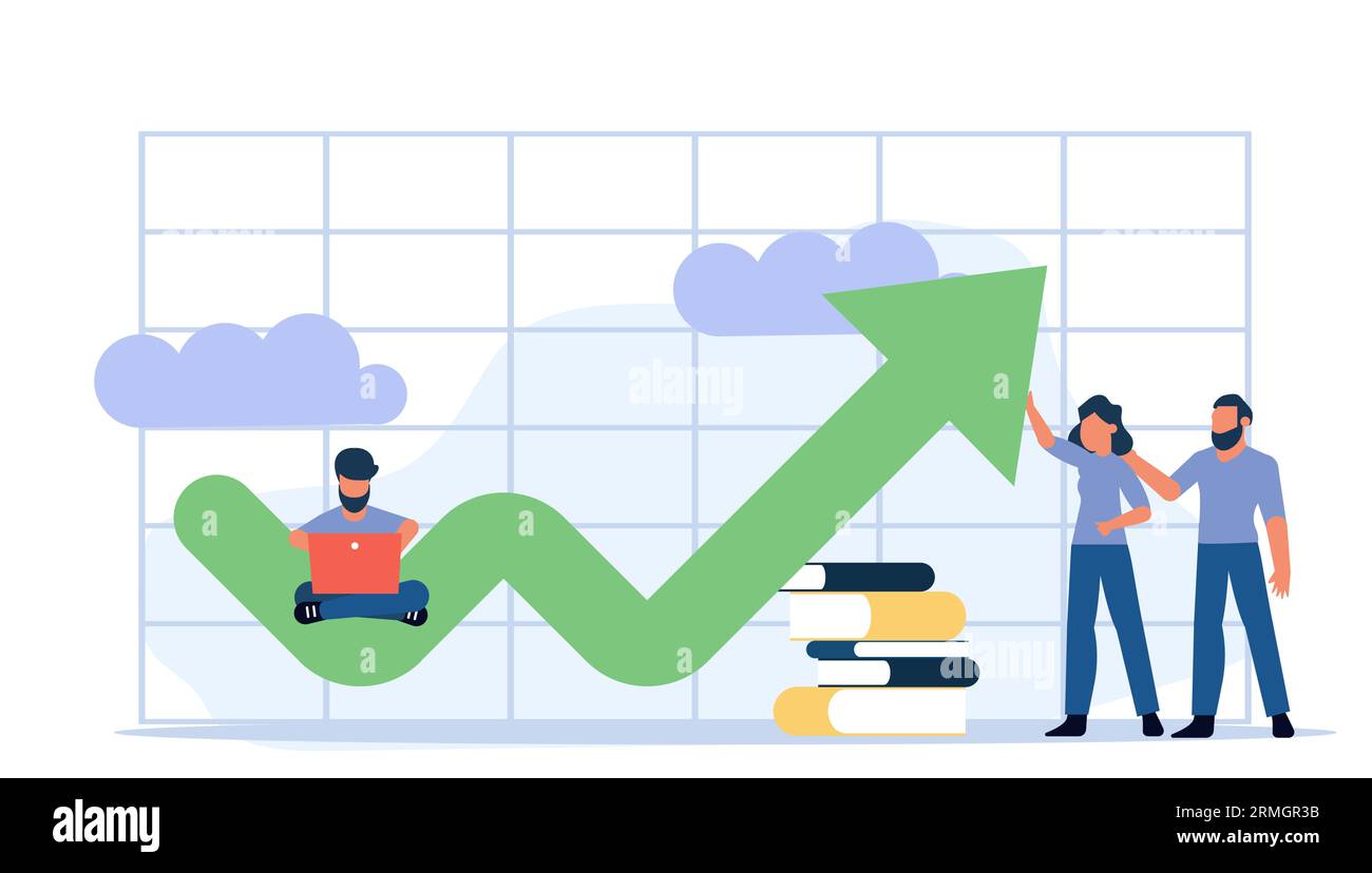 Arrow growth finance increase up strategy team people vector ...