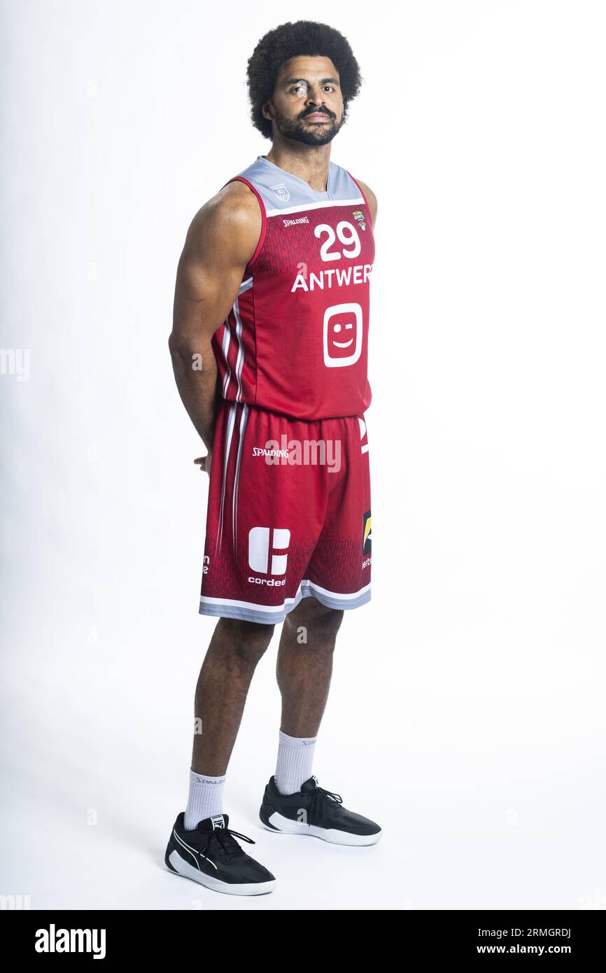 Antwerp, Belgium. 28th Aug, 2023. Antwerp's Jean-Marc Mwema poses at a ...