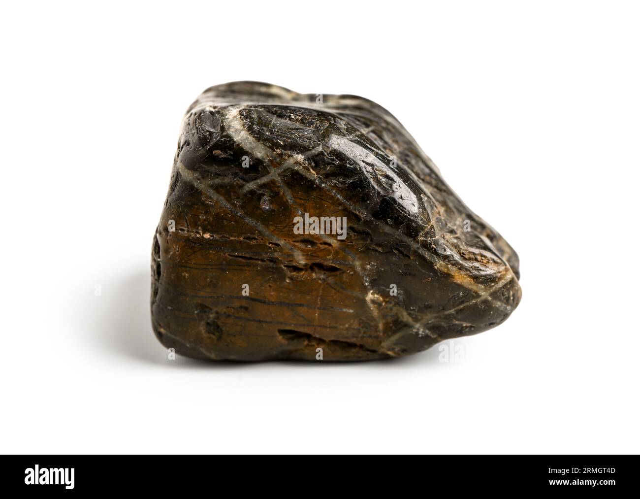 Beautiful brown pebble stone on white background Stock Photo - Alamy