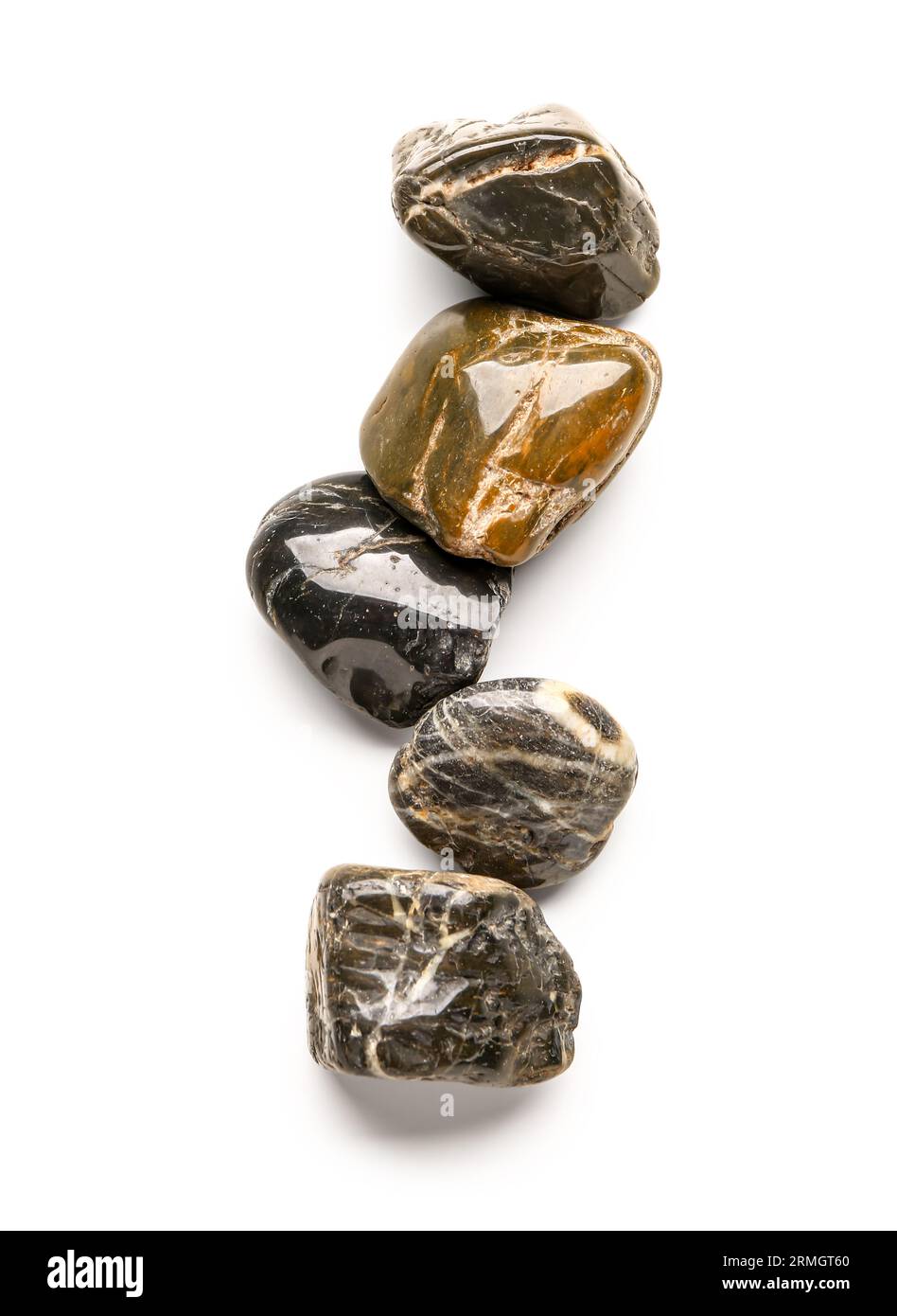 Many pebble stones on white background Stock Photo - Alamy