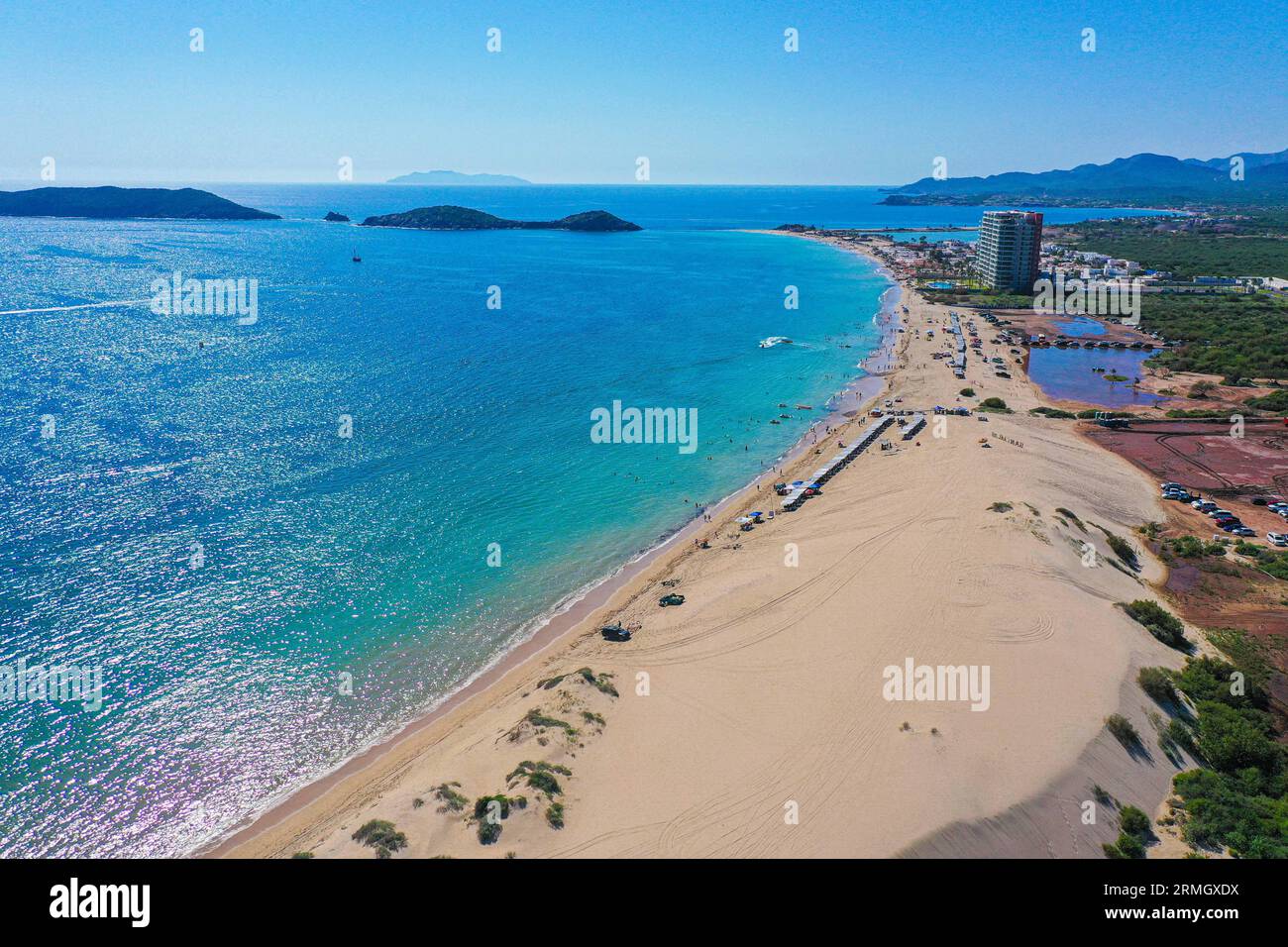 San Carlos, Sonora, Mexico. Aerial view of the sea and beach in Bahía ...