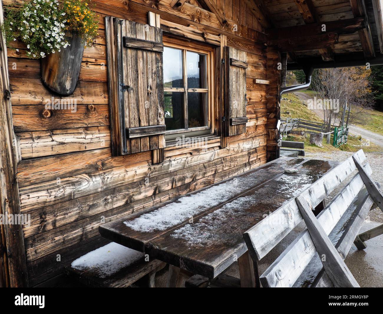 Avelengo, Italy: typical alpine hut in South Tyrol Stock Photo - Alamy