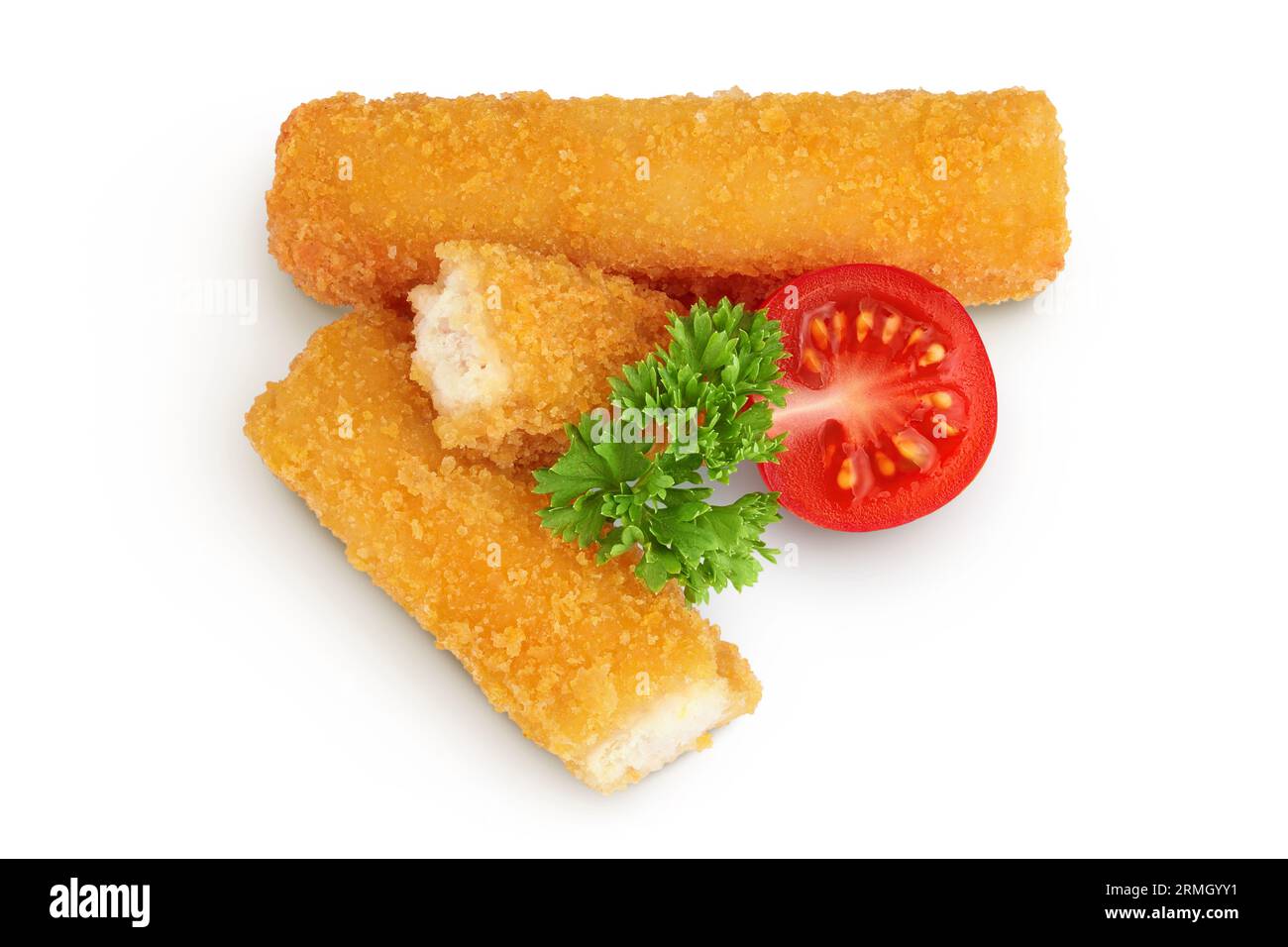 Fish finger or stick isolated on white background with full depth of ...