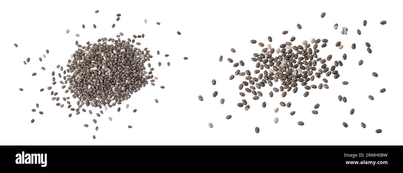 Chia seeds isolated on white background with full depth of field. Top ...