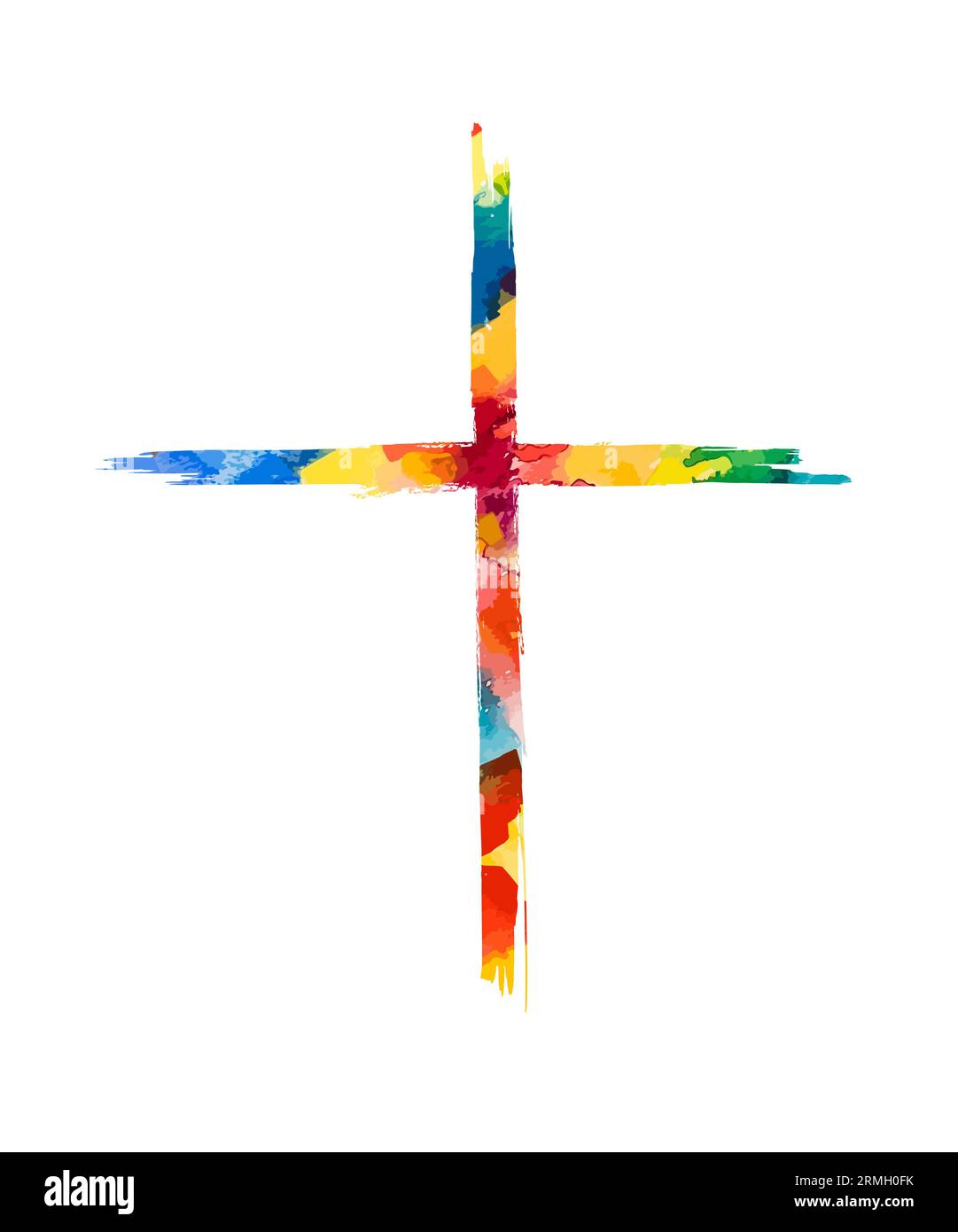 Colored religious cross brushstroke. Vector illustration Stock Vector ...