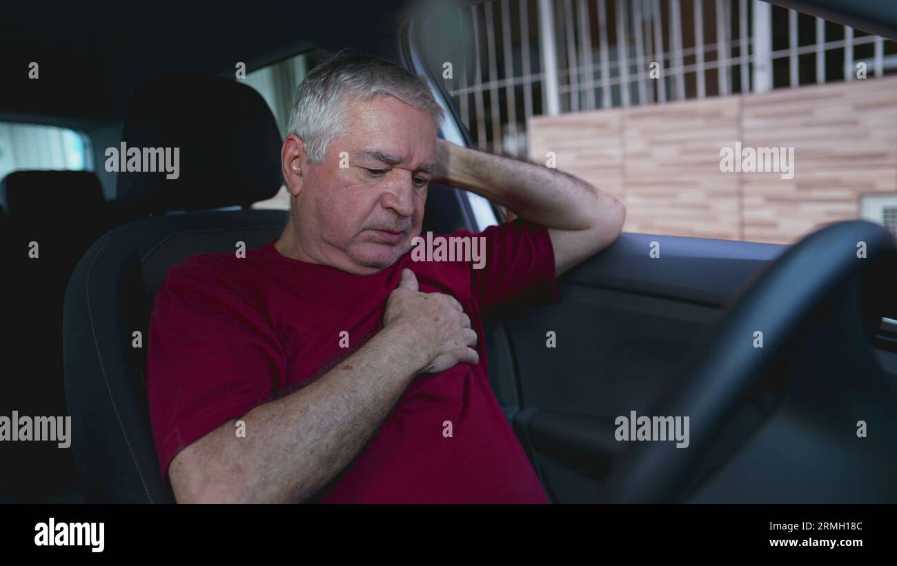 Older Person Remembering Trauma Inside Car, Struggling with Depression ...