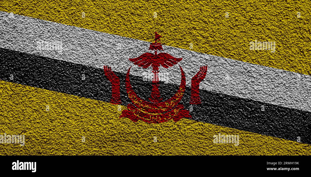 Flag of Brunei Darussalam on a textured background. Concept collage ...