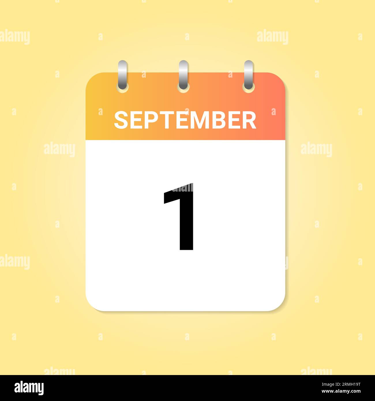 Daily calendar 1st of September month on white paper note. vector Stock ...