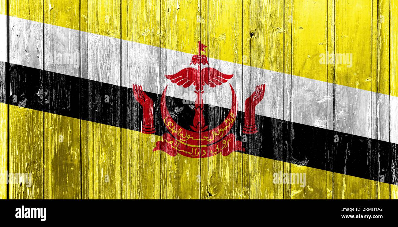 Flag of Brunei Darussalam on a textured background. Concept collage ...