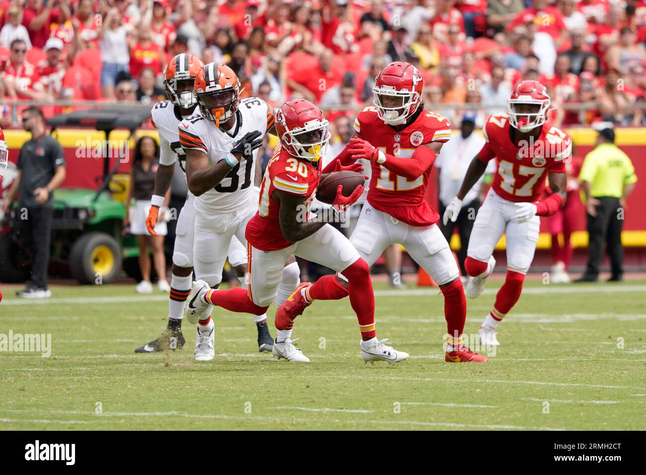 Kansas City Chiefs cornerback Dicaprio Bootle (30) intercepts a pass ...