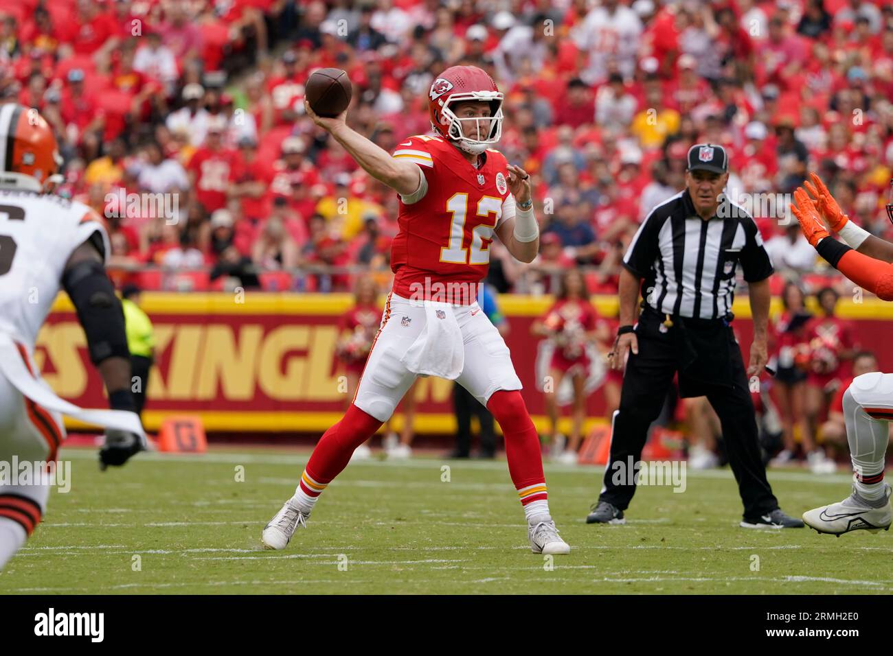 Kansas City Chiefs quarterback Shane Buechele (12) throws during an NFL ...