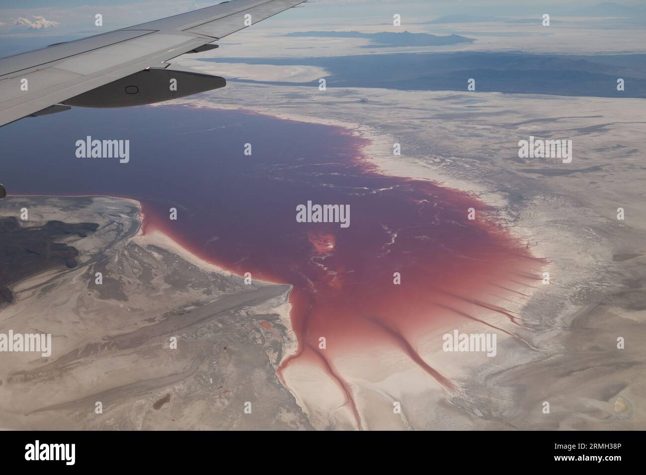Aerial view, from airplane of the Great Salt Lake, in Salt Lake City ...