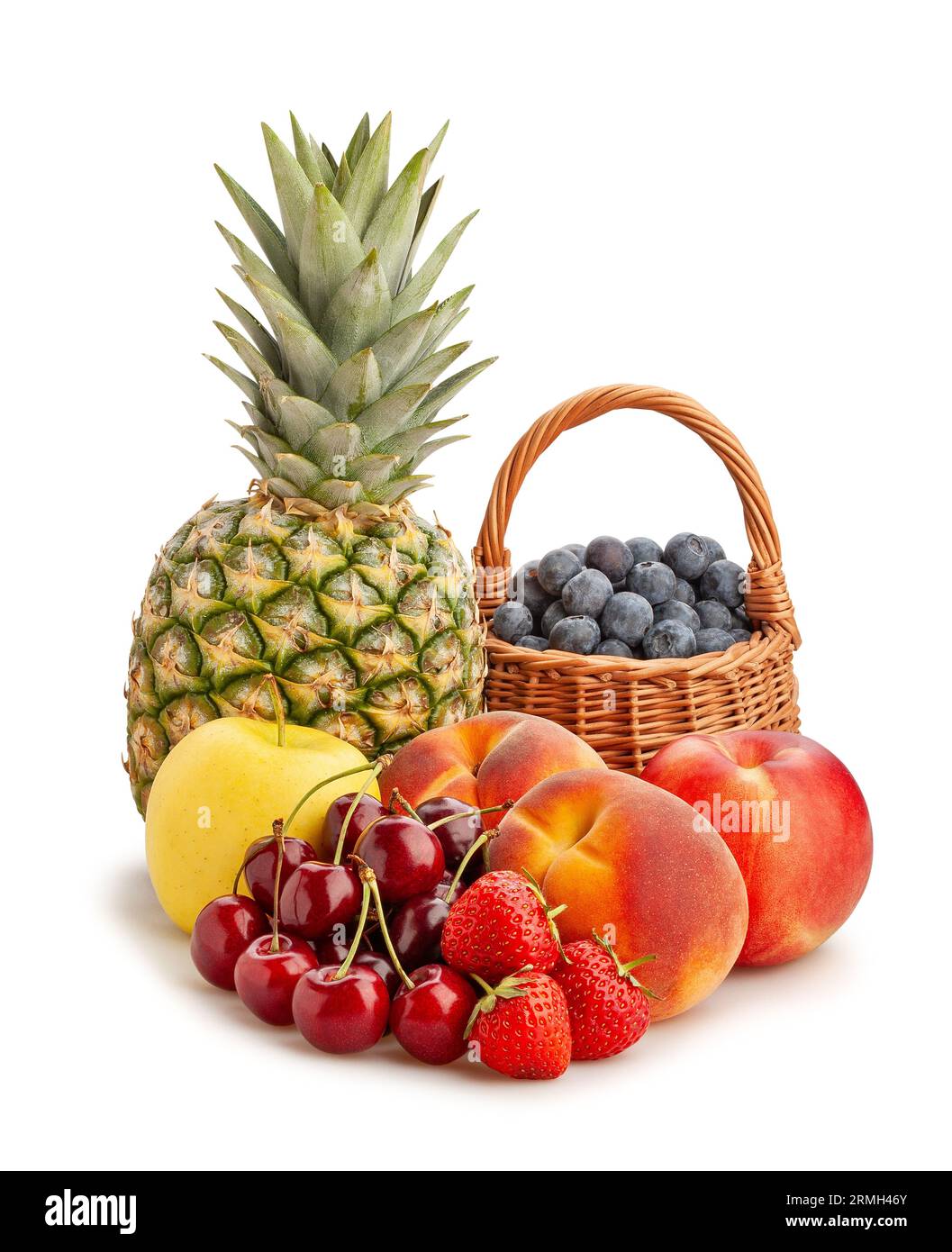 summer fruit mix path isolated on white Stock Photo - Alamy