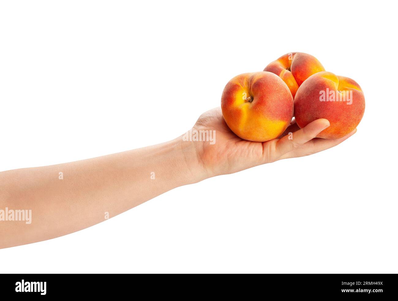 Peach in hand hi-res stock photography and images - Alamy