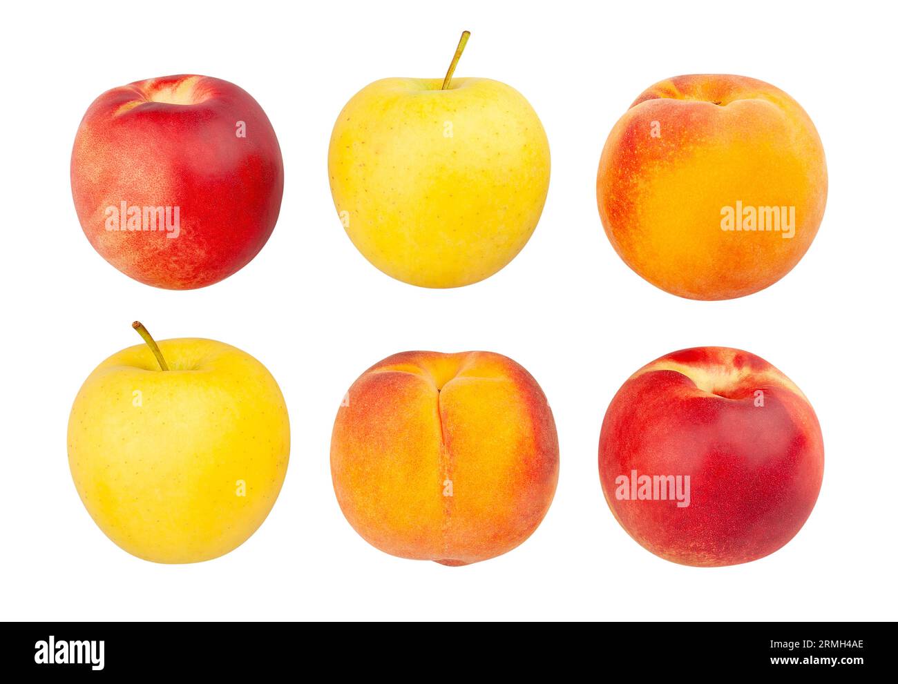 peach nectarine apple path isolated on white Stock Photo - Alamy