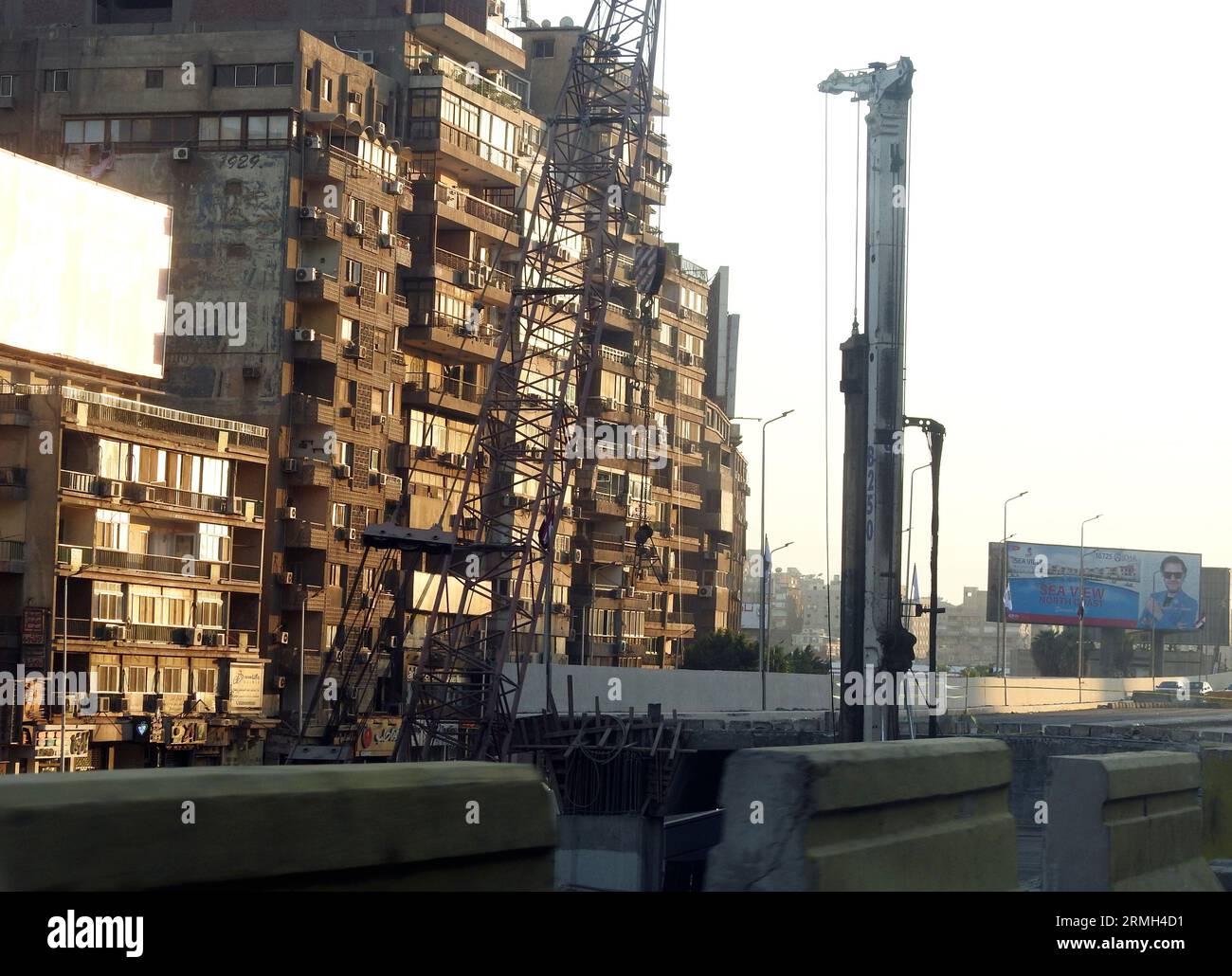 Cairo, Egypt, August 4 2023: The 15th of May bridge development project ...