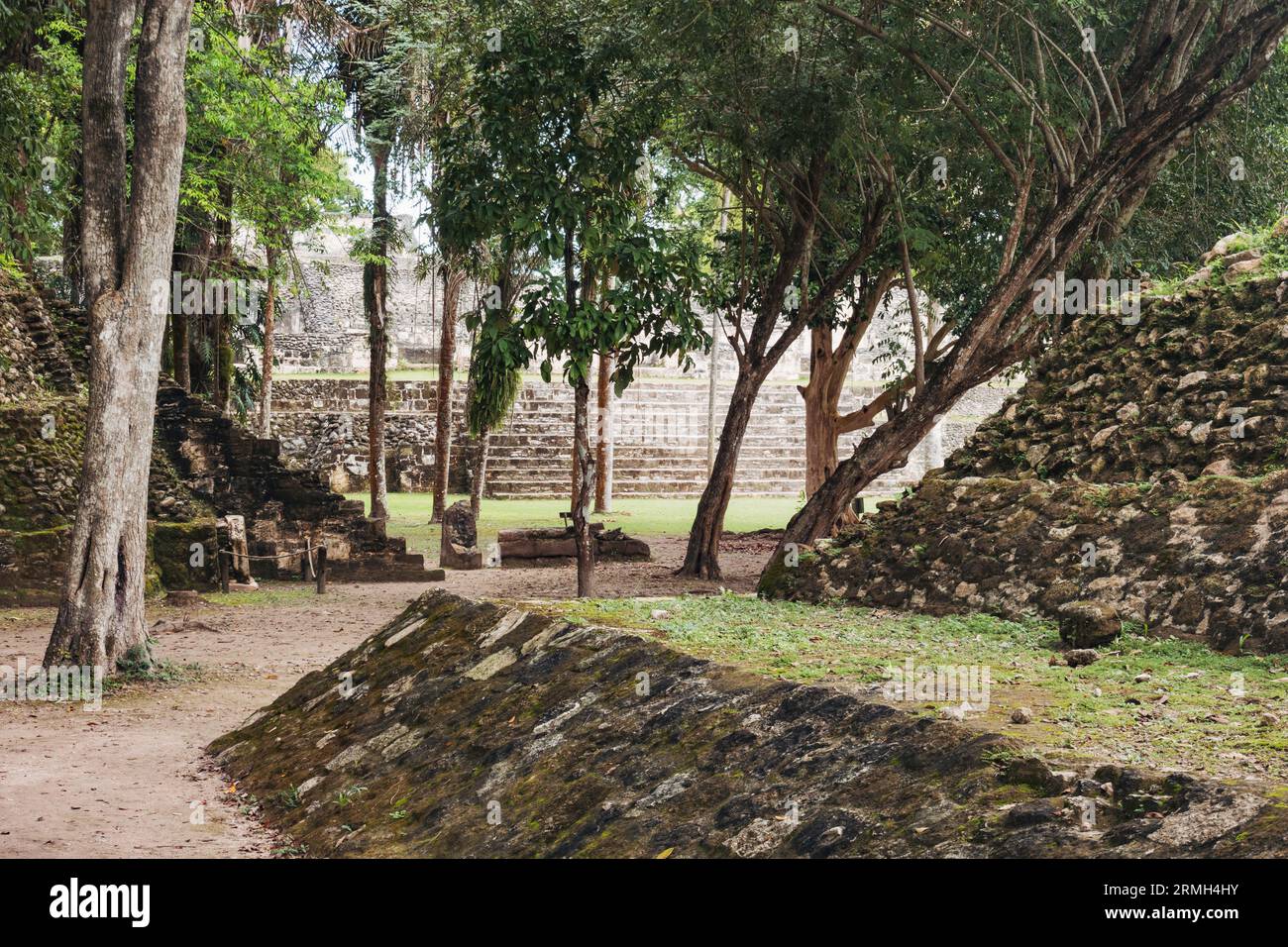 neat paths at Xunantunich, an ancient Mayan temple complex in Western ...