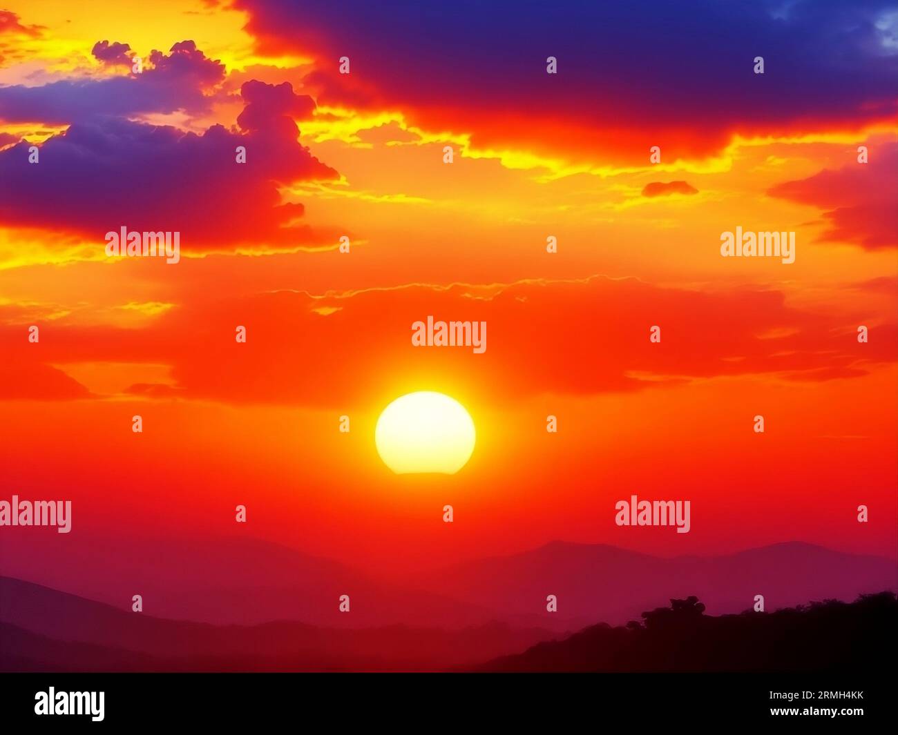 Beautiful Natural Sunset With Orange Background HD Wallpaper Stock ...