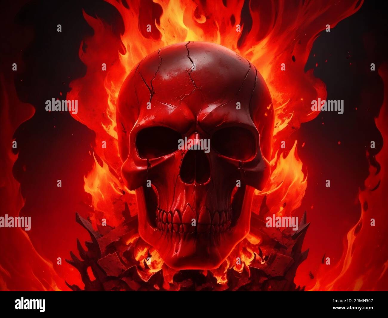 Skulls On Fire Red
