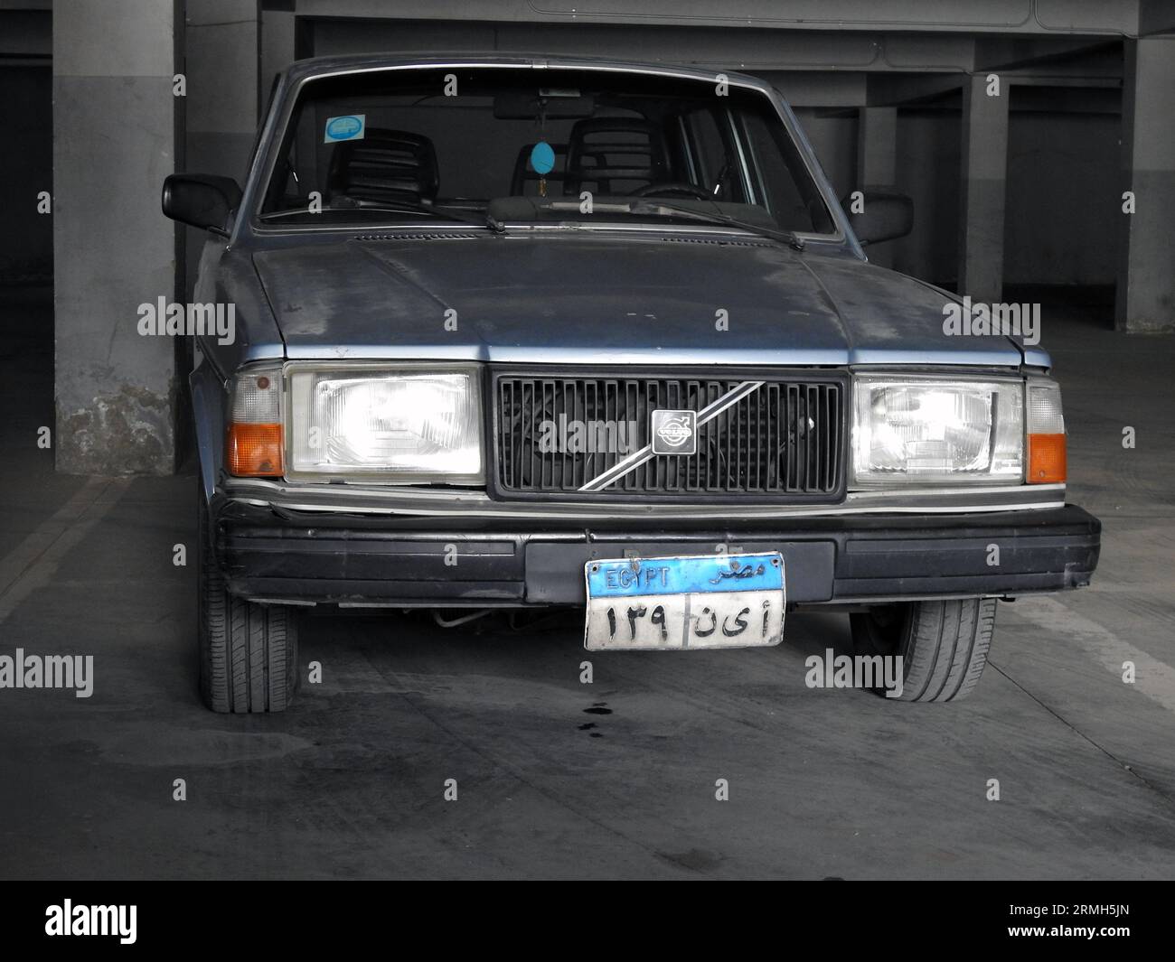 Cairo, Egypt, August 24 2023: The classic Volvo 240 series classic, old ...