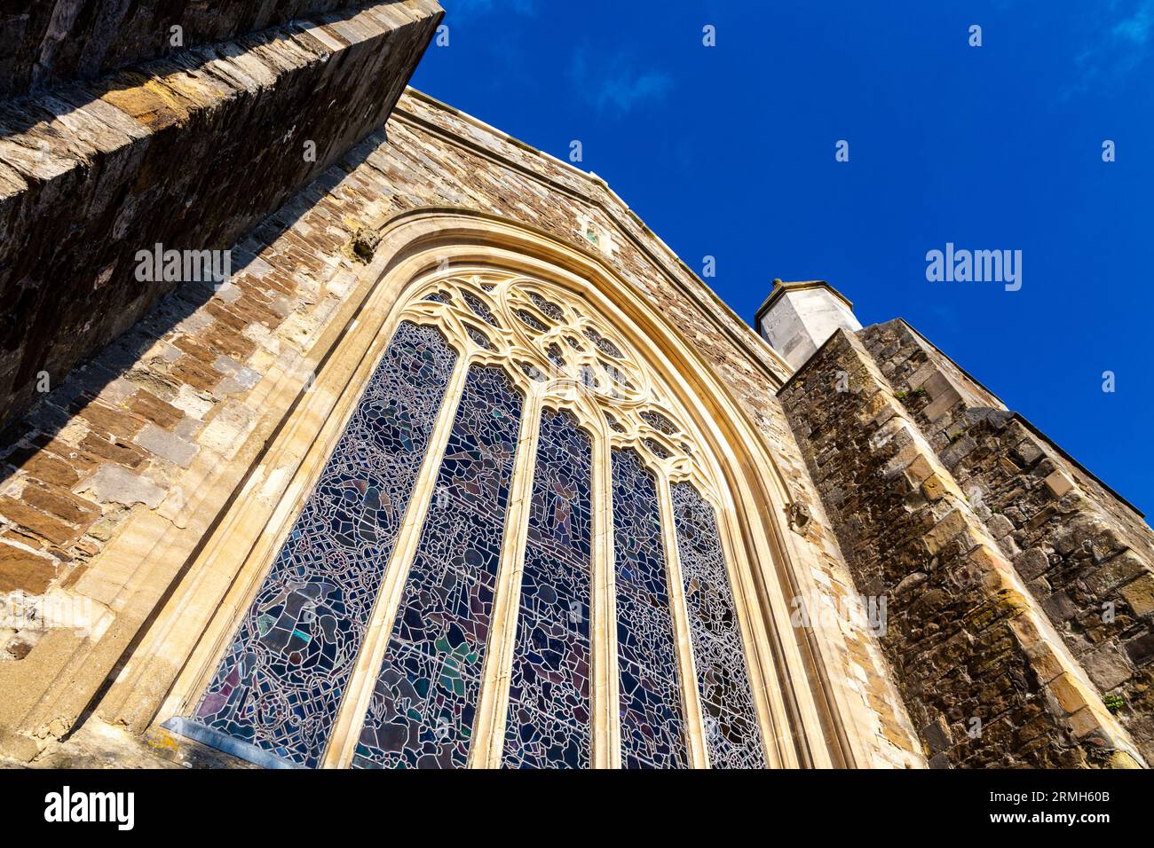 Tracery ornate stained glass window of the Church of Saint Mary in Rye ...