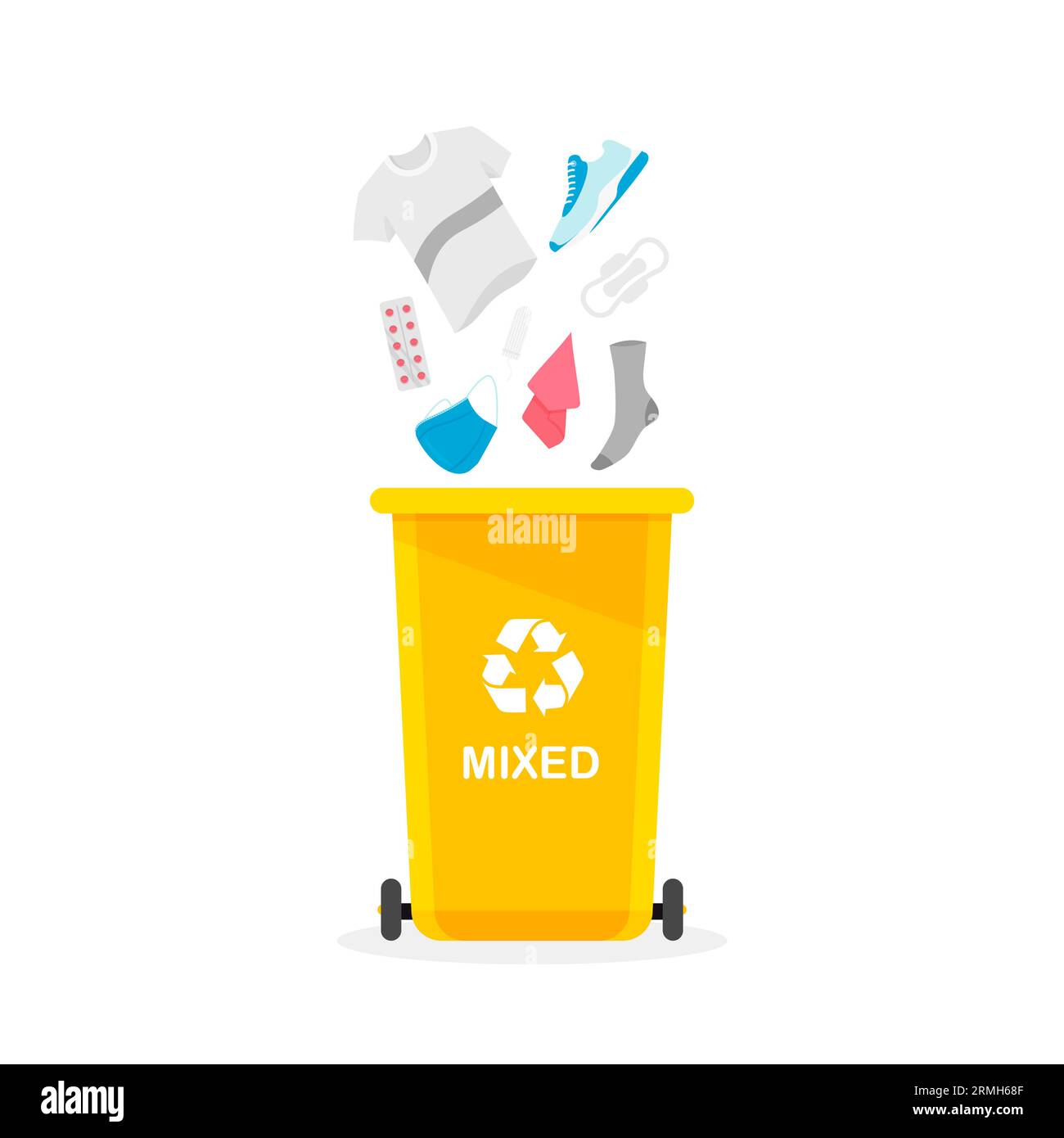 Garbage container with mixed wastes. Unsorted trash. Rubbish bin ...