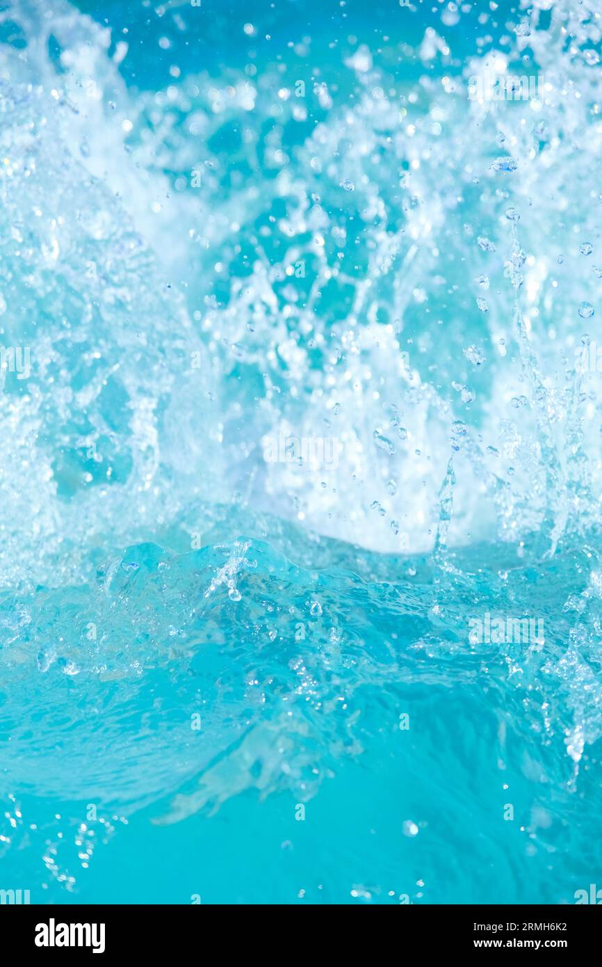 Blue Pool or hot tub water background close up. Ripples on blue ...