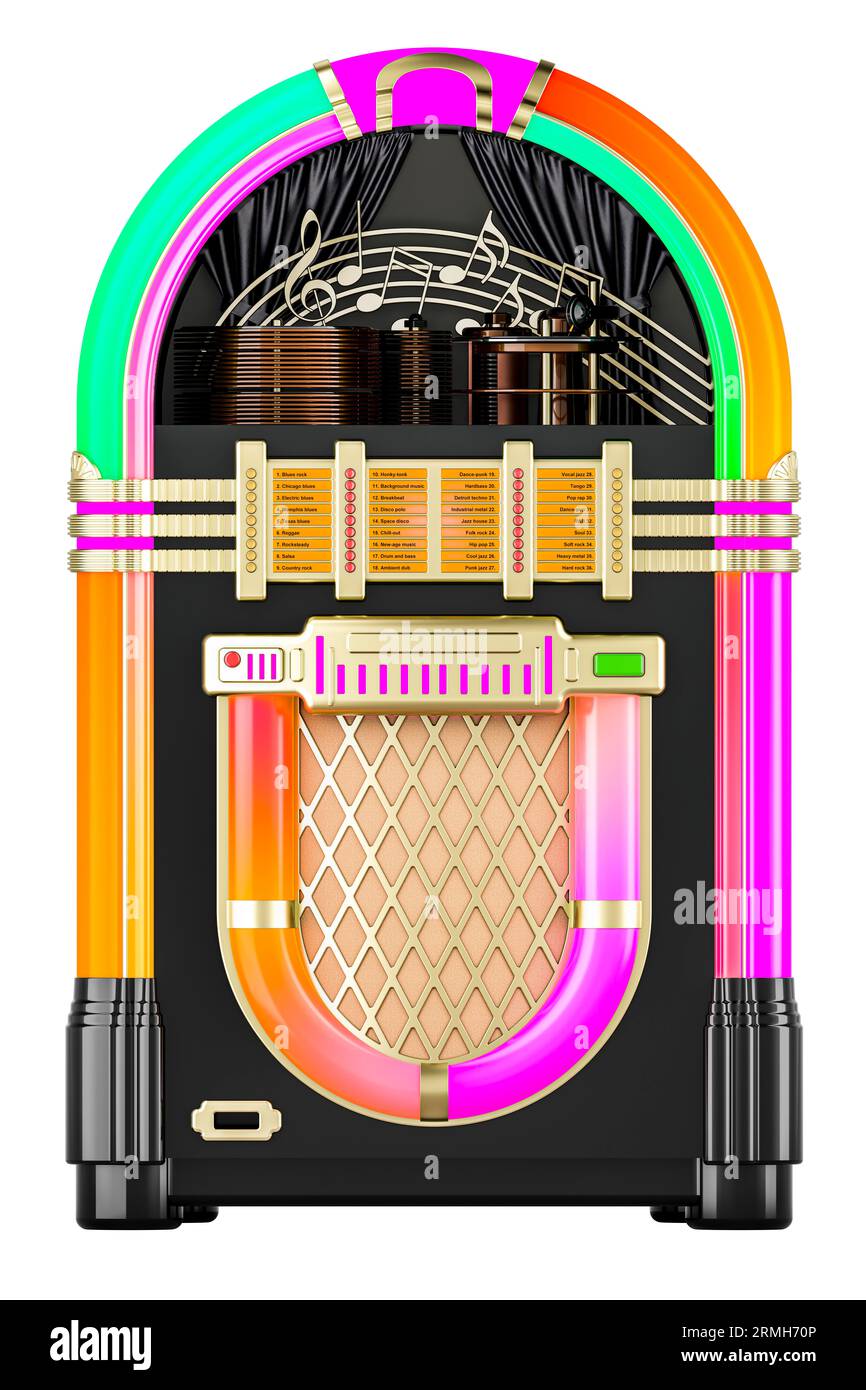 Retro jukebox, front view. 3D rendering isolated on white background ...