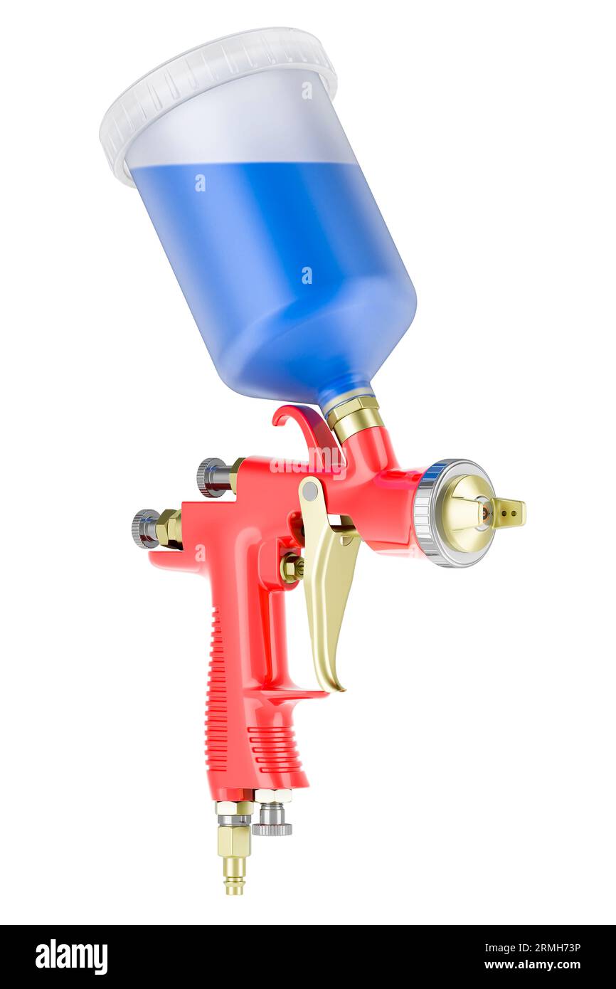 Paint spray gun, 3D rendering isolated on white background Stock Photo ...