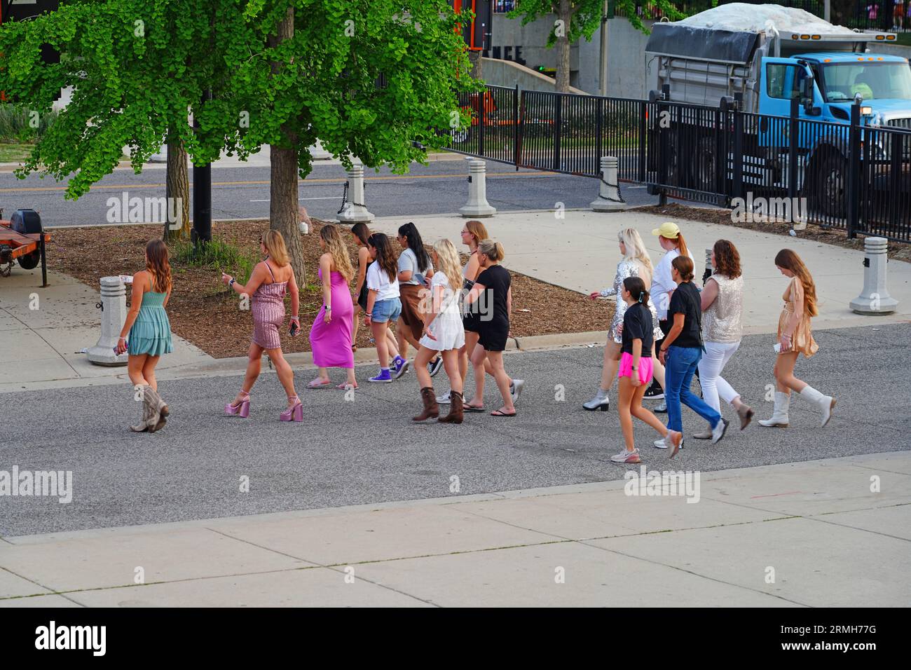 CHICAGO, IL -2 JUNE 2023- View of Swiftie fans dressed up to attend the ...