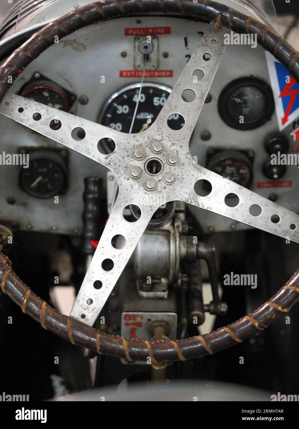 Close-up of the cockpit of a vintage racing car Stock Photo - Alamy