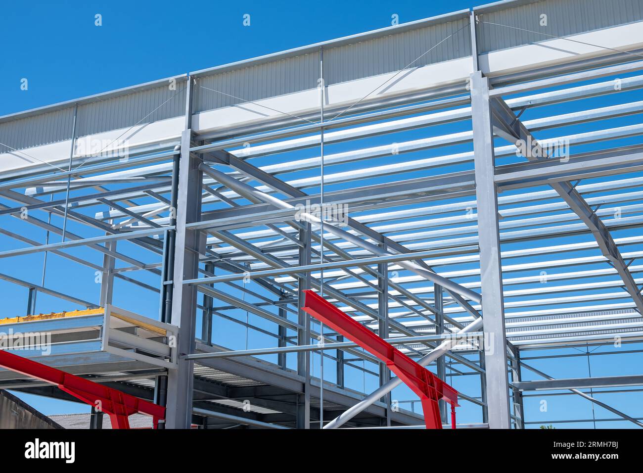 Metal structure of an industrial building under construction Stock ...