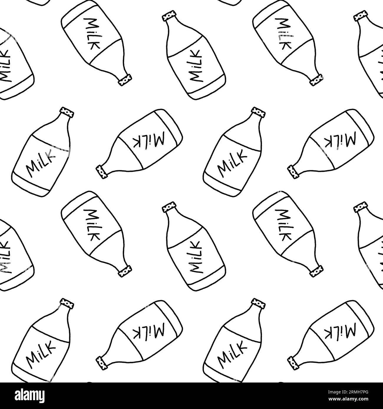 Cartoon milk bottle seamless doodle pattern for wrapping paper and ...