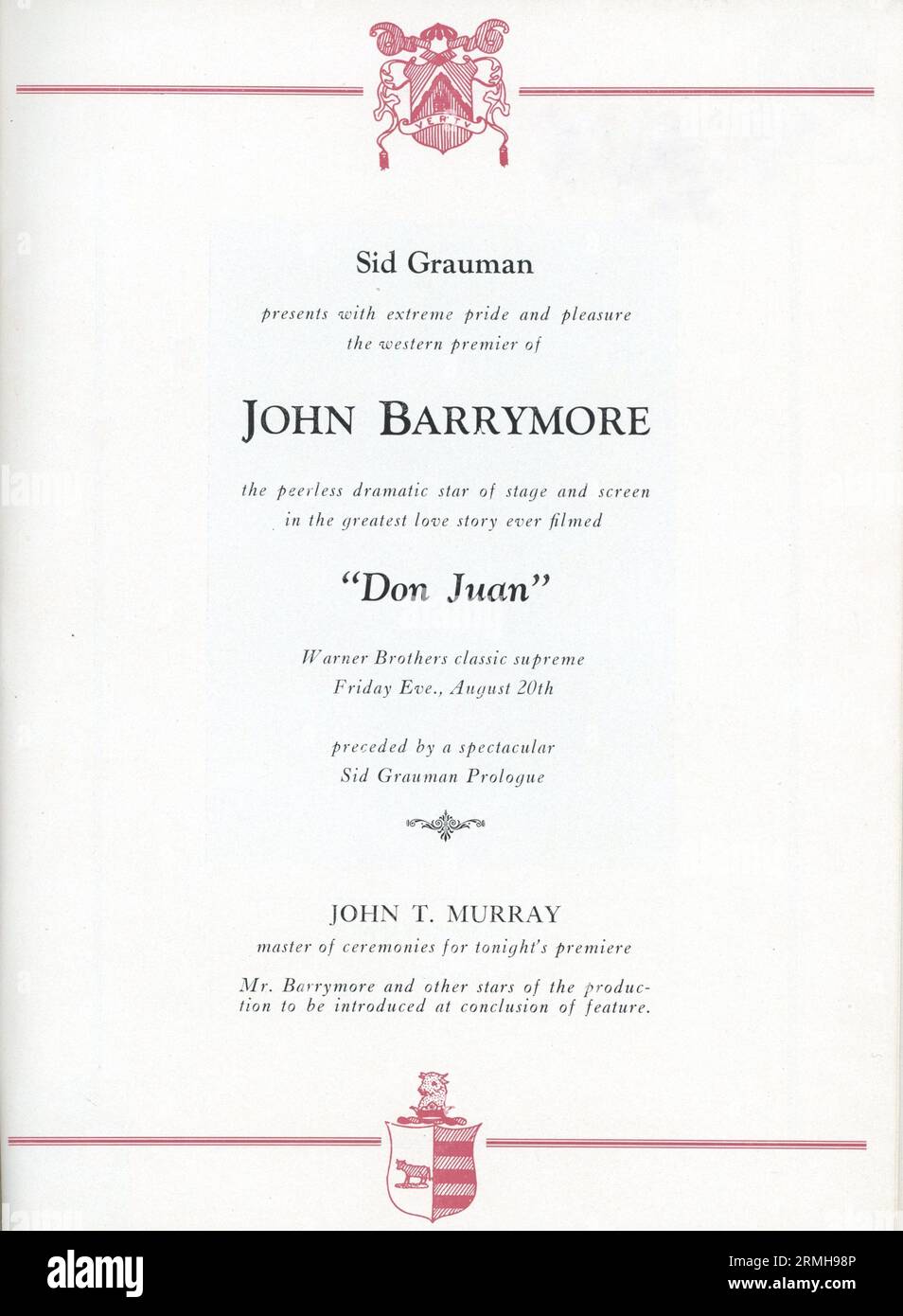 JOHN BARRYMORE in Don Juan 1926 director ALAN CROSLAND screenplay Bess ...