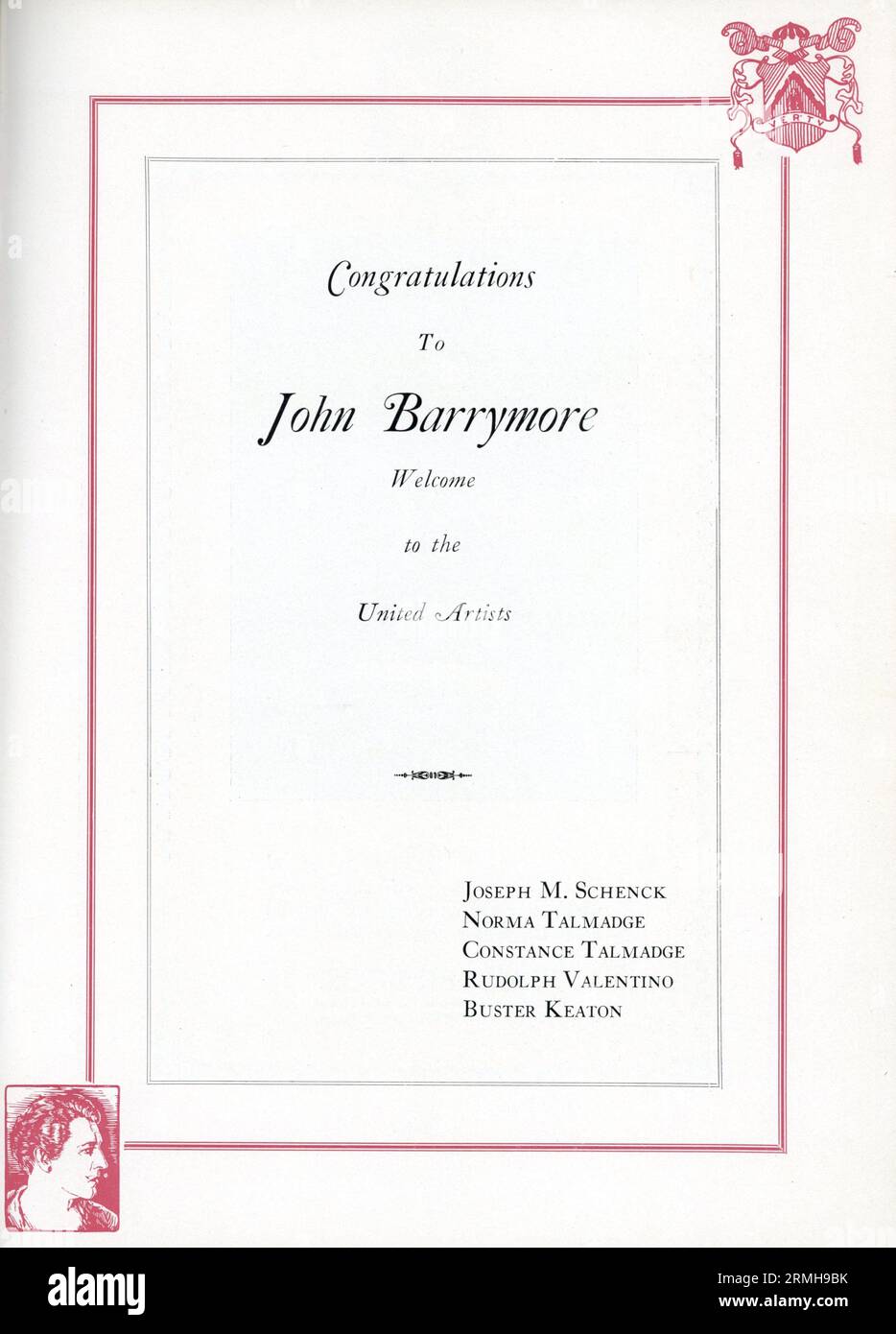 Ad welcoming JOHN BARRYMORE to United Artists from Hollywood premiere ...
