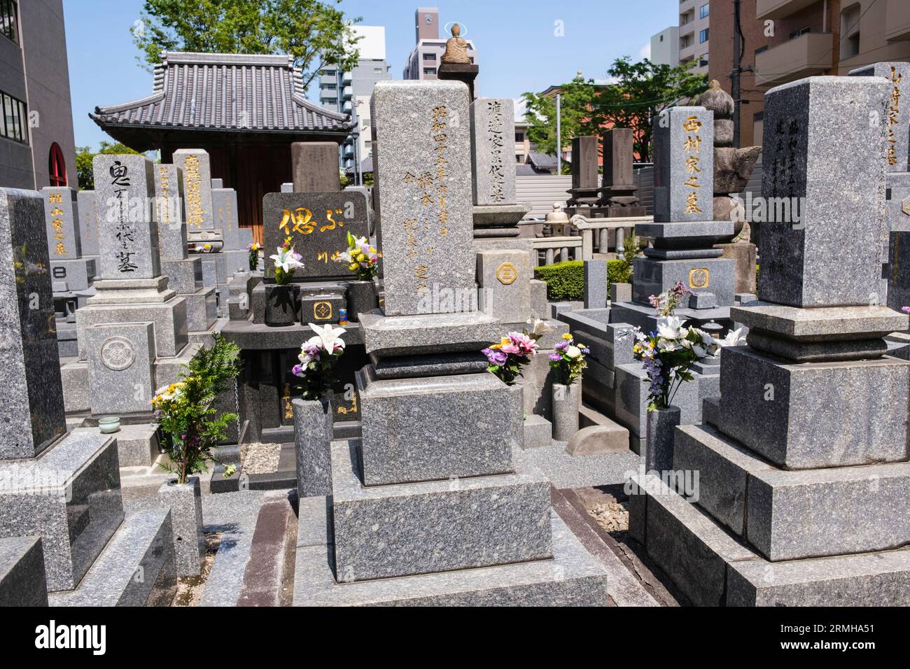Japan, Fukuoka. Urban Cemetery Gravestones Stock Photo - Alamy