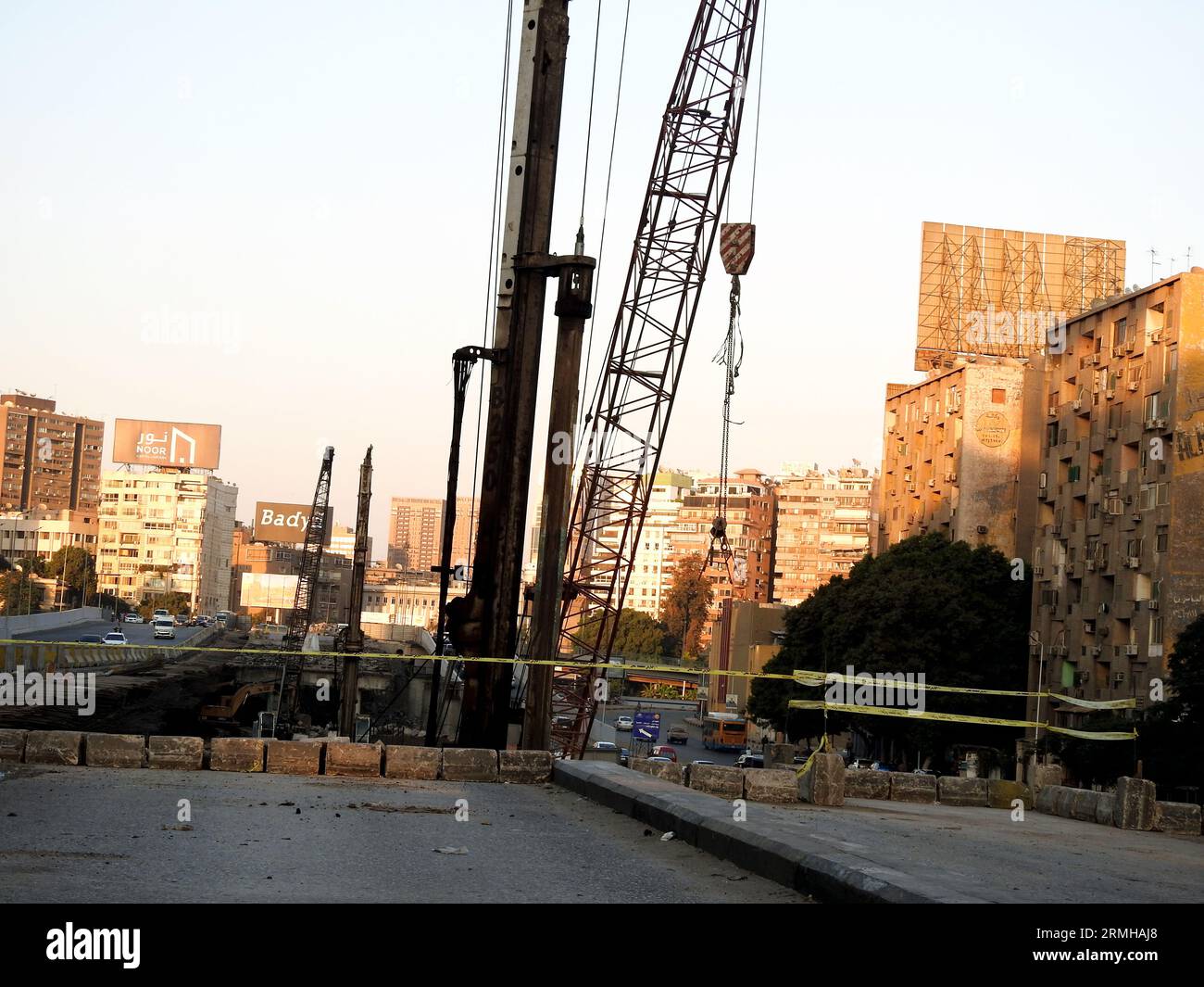 Cairo, Egypt, August 4 2023: The 15th of May bridge development project ...