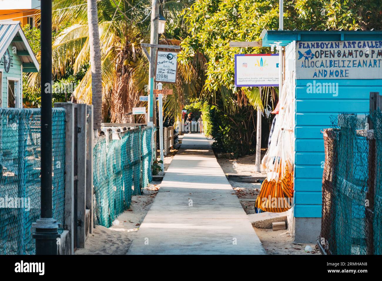 the main path through Placencia township, Belize. An urban legend ...